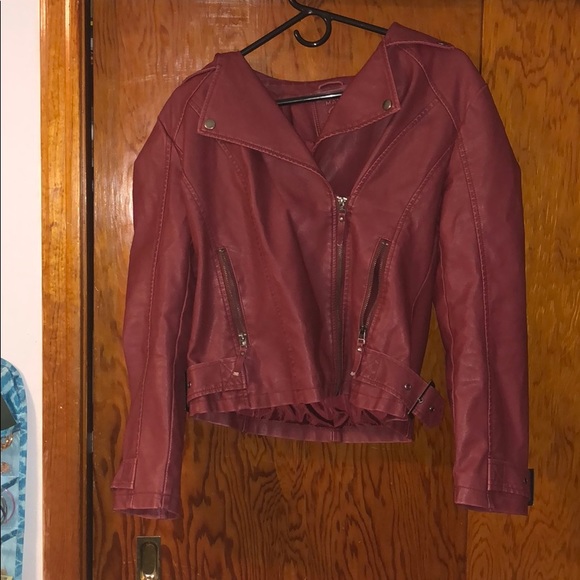 Max Studio | Jackets & Coats | Maroon Leather Jacket | Poshmark